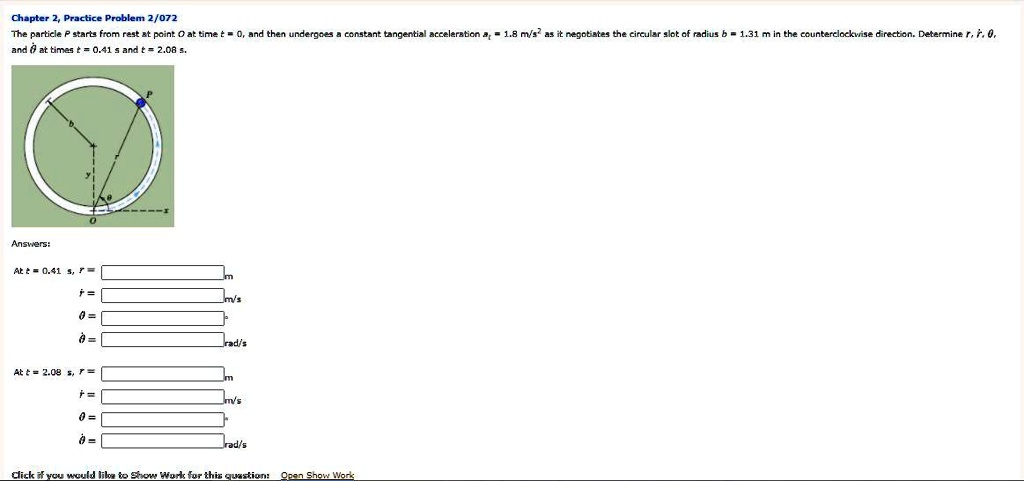 SOLVED: Chapter 2, Practice Problem 2/072: The particle P starts from rest at point O at time ...