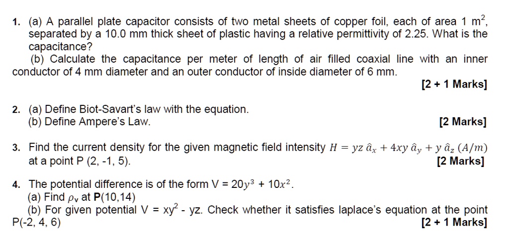 SOLVED: (a) A parallel plate capacitor consists of two metal sheets of ...