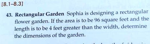 SOLVED: [8.1-8.3] 43. Rectangular Garden Sophia is designing a ...