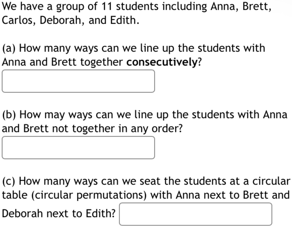 We have a group of 11 students including Anna, Brett, Carlos, Deborah ...