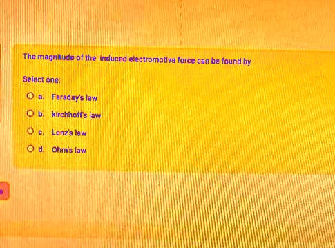 SOLVED: The magnitude of the induced electromotive force can be found ...