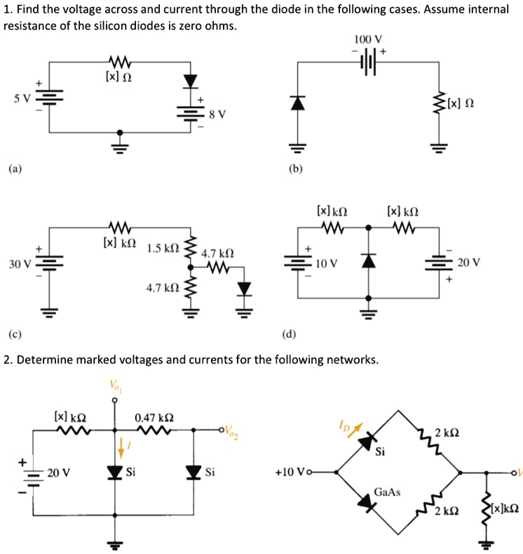 1. Find the voltage across and current through the diode in the ...