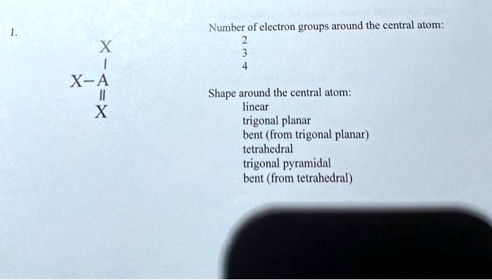 Solved Number Of Electron Groups Around The Central Atom 4 Shape