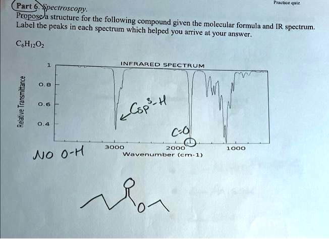 Practice quiz Part 6. Spectroscopy. Propose a structure for the following compound given the ...