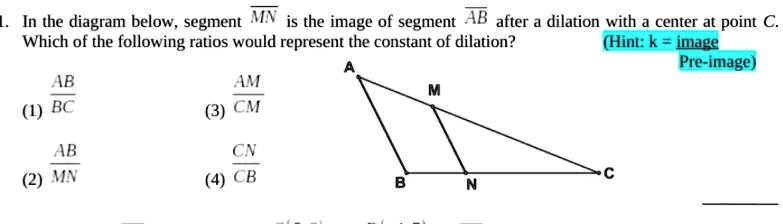 in the diagram below segment ntn is the image of segment ab after dilation with center at point ...