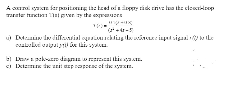 A control system for positioning the head of a floppy disk drive has ...