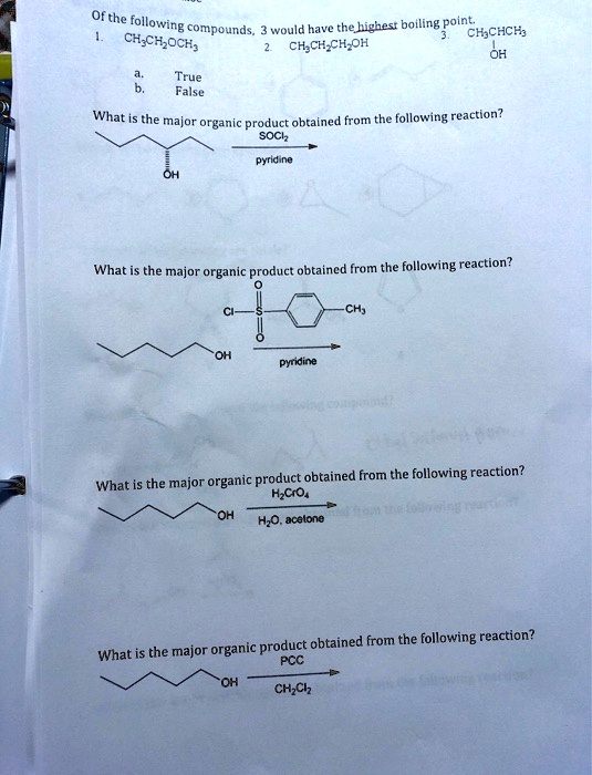 SOLVED:0ithe following would have the_highest boiling_ polnt compounds ...