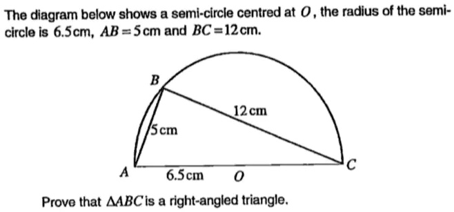 The diagram below shows a semi-circle centred at O, the radius of the ...