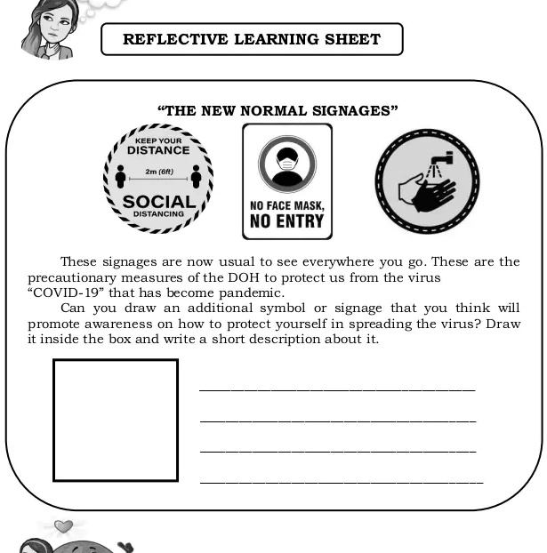 SOLVED: Reflective Learning Sheet "The New Normal Signages" KEEP YOUR ...
