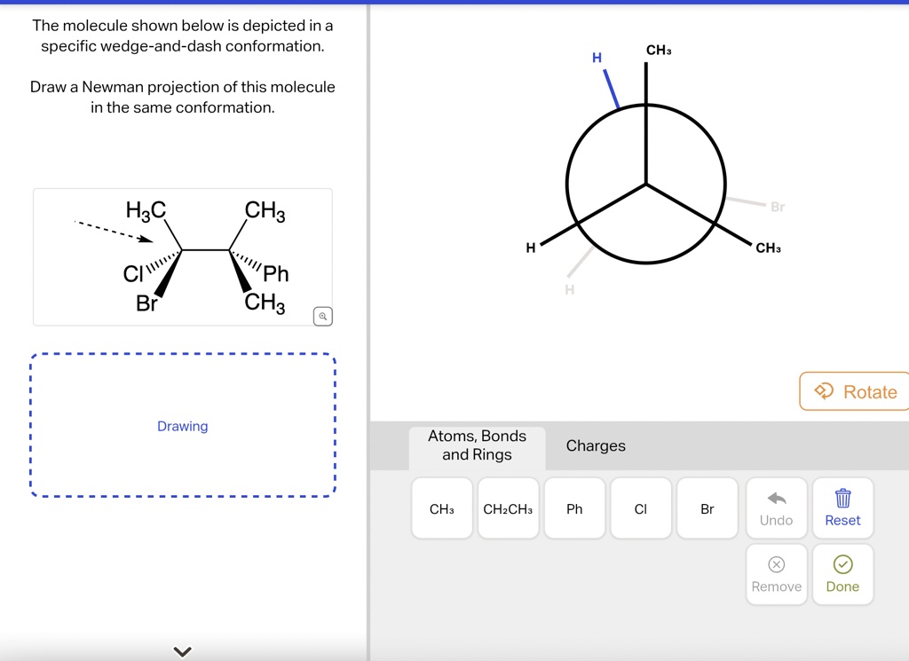 SOLVED: The molecule shown below is depicted in a specific wedge-and-dash conformation. CH3 H ...