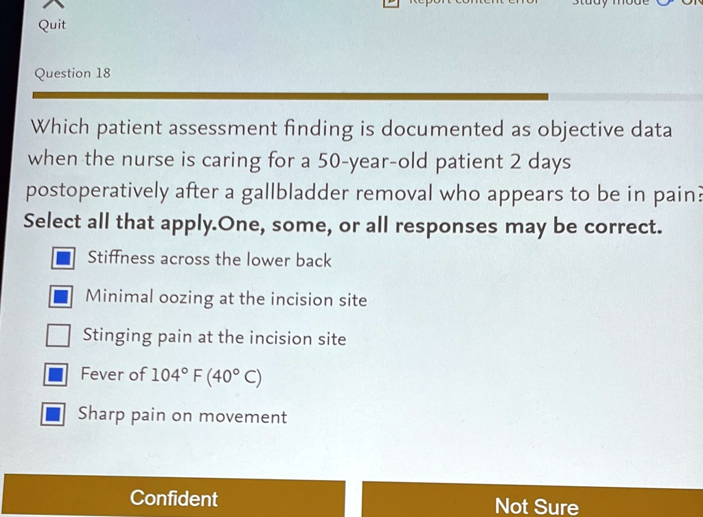 question 18 which patient assessment finding is documented as objective ...