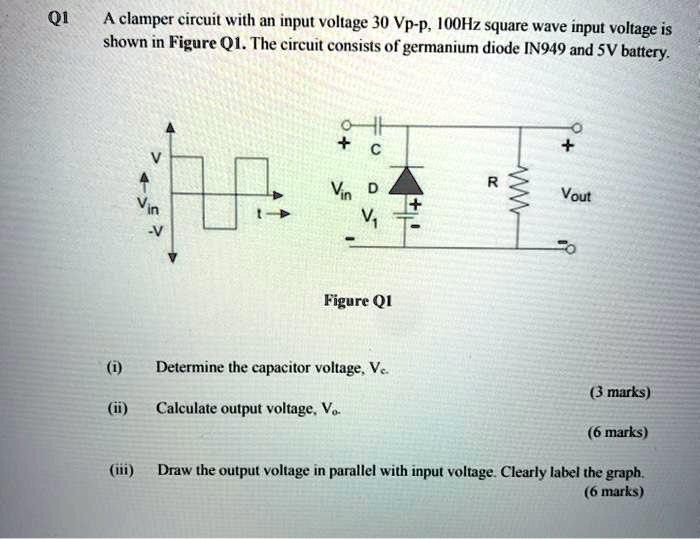 q1 a clamper circuit with an input voltage 30 vp p100hz square wave ...