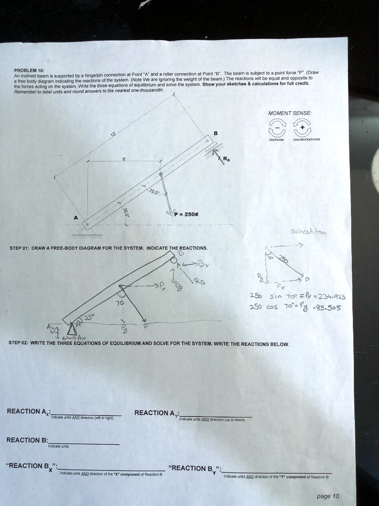 problem 10 an inclined beam is supported by a hingepin connection at ...