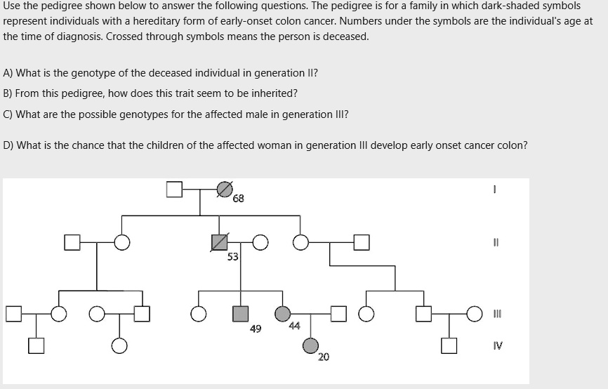 Use the pedigree shown below to answer the following questions. The ...