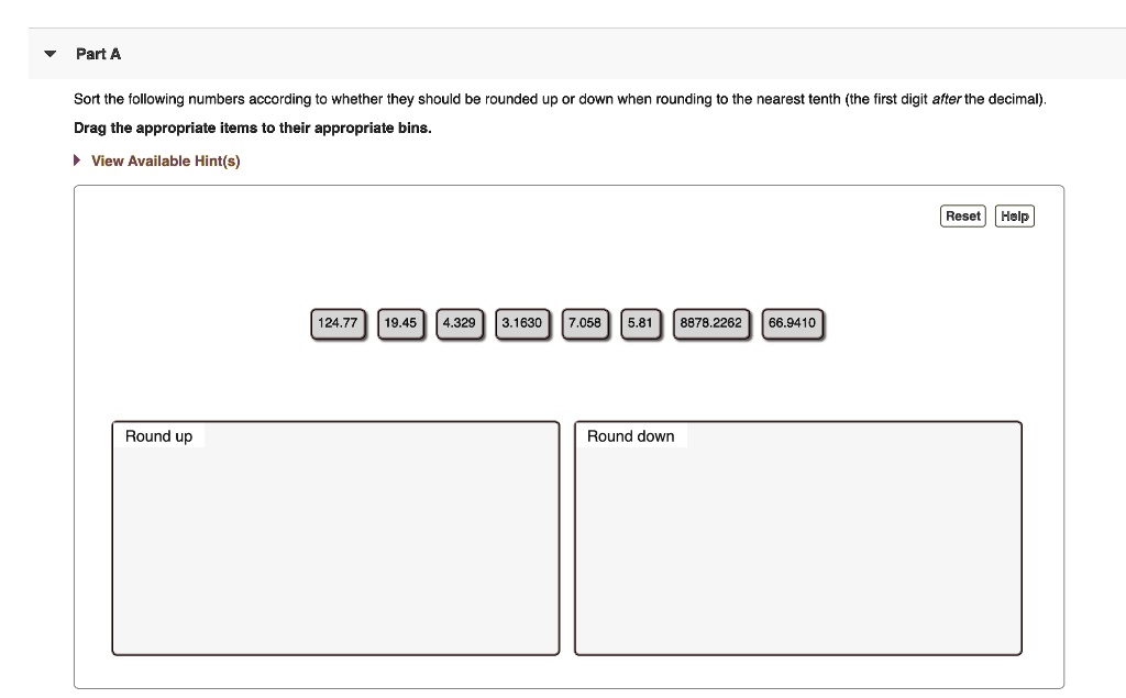 part a sort the following numbers according to whether ihey should be rounded up or down when ...