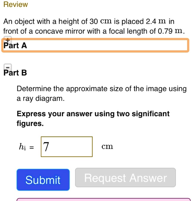 SOLVED: Review An object with a height of 30 cm is placed 2.4 m in ...