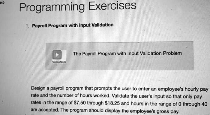 Solved Build A Flowchart Programming Exercises Payroll Program With Input Validation The