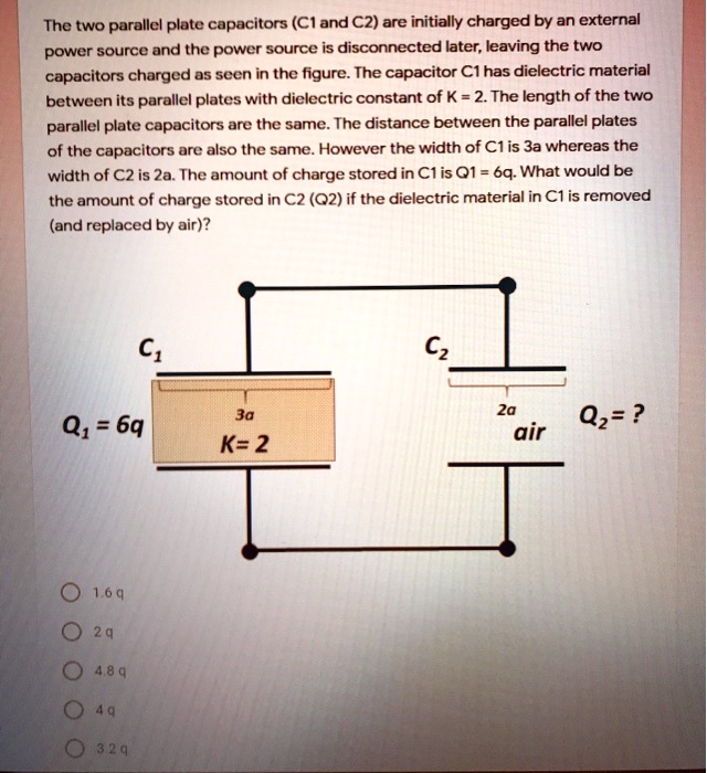 the two parallel plate capacitors ci and c2 are initially charged by an ...