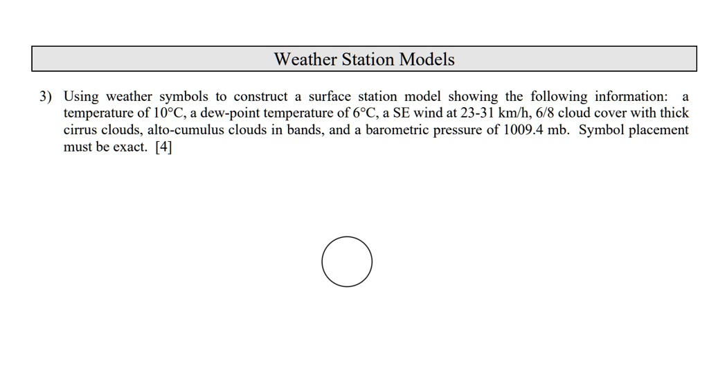 SOLVED: Using weather symbols to construct a surface station model showing the following ...