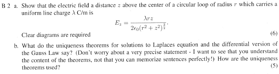 SOLVED: Show that the electric field a distance above the center of a ...