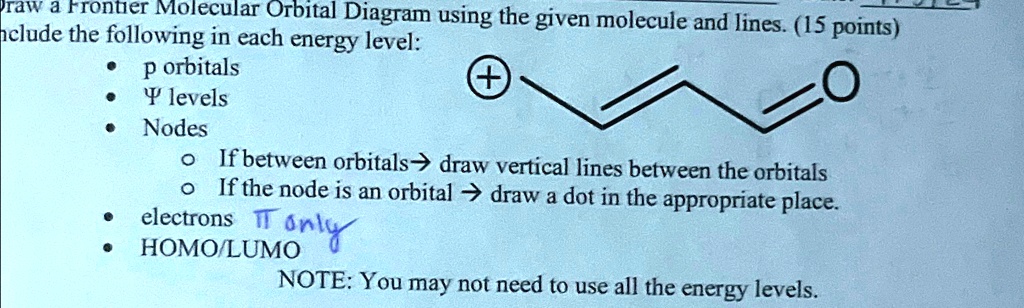 Draw a Frontier Molecular Orbital Diagram using the given molecule and ...
