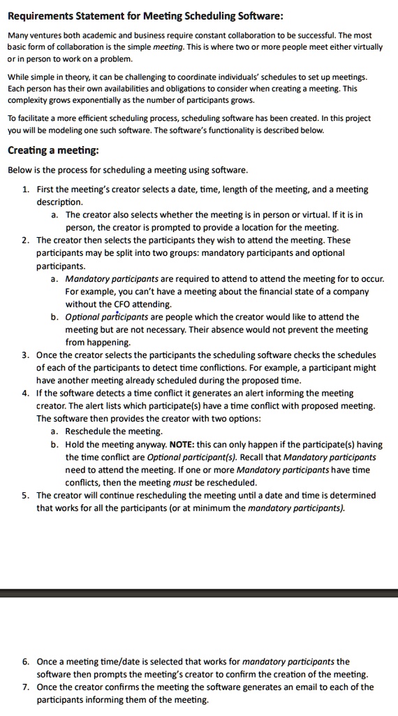SOLVED: SysML Assignment: Using the Requirements Statement for Meeting ...