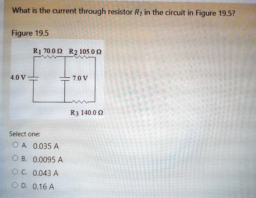 what is the current through resistor rz in the circuit in figure 195 figure 195 r1 700 q r2 1050 ...