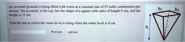 SOLVED: An inverted Pyramid is being filled with water at constant rate ...