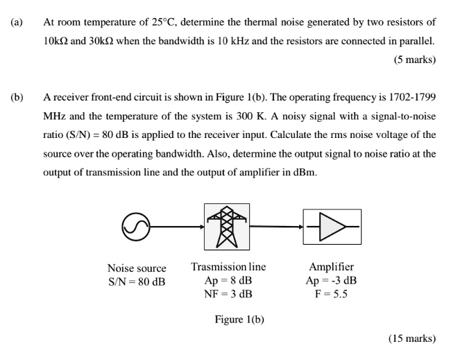 SOLVED: At room temperature of 259C, determine the thermal noise generated by two resistors of ...