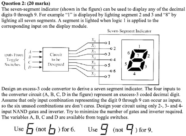 SOLVED: Question 2: 20 marks) The seven-segment indicator (shown in the ...