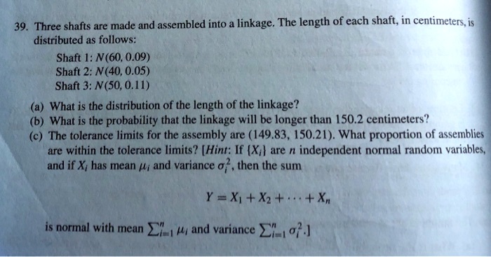 39 three shafts are made and assembled into linkage the length of each ...