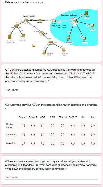SOLVED: Q5) Which command is used to verify configured ACLs on a router? * Reference to the ...