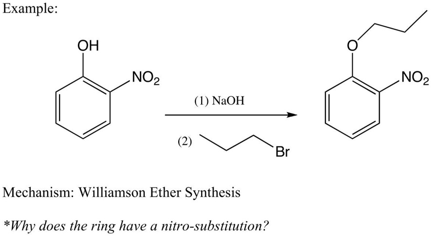 Example: OH NO2 (1) NaOH (2) Mechanism: Williamson Ether...