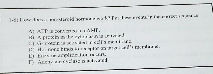 SOLVED: 1-6 How does a non-steroid hormone work? Put these events in ...