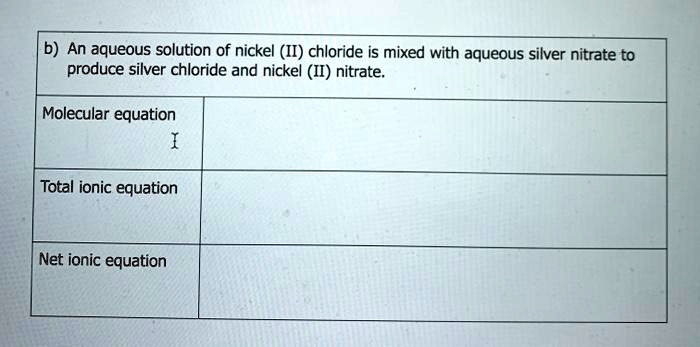 SOLVED:b) An aqueous solution of nickel (II) chloride is mixed with ...