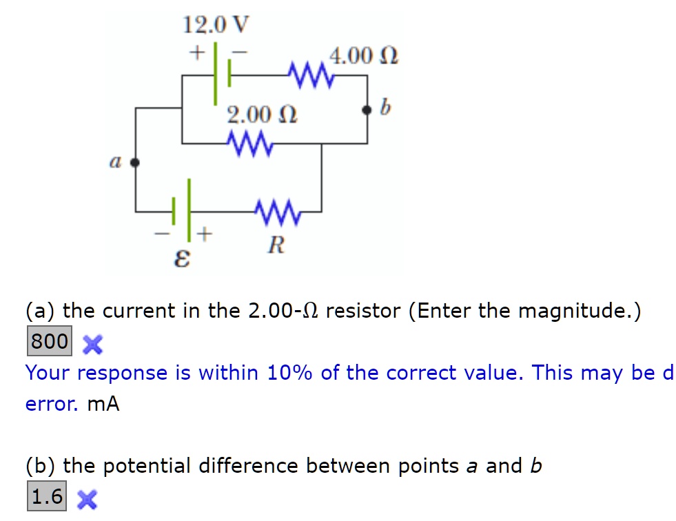 SOLVED: For the circuit shown below, calculate the following quantities: (Assume E = 9.00V and R ...