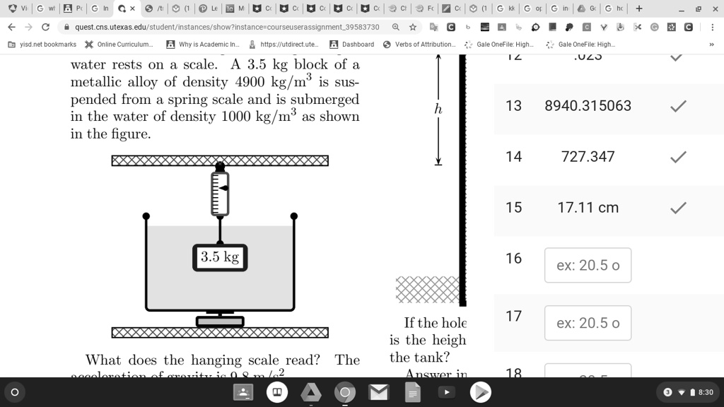 SOLVED: A beaker of mass 1.4 kg containing 3.2 kg of water rests on a ...
