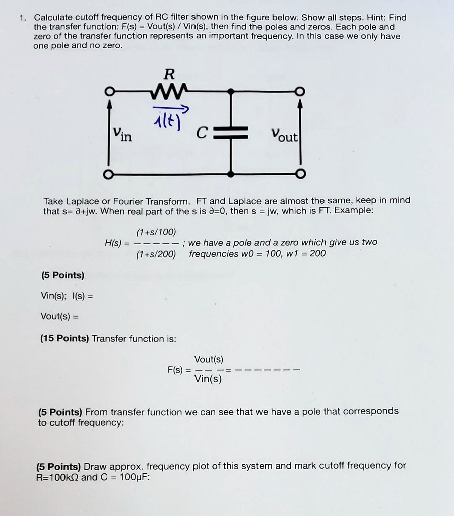 calculate cutoff frequency of rc filter shown in the figure below show ...