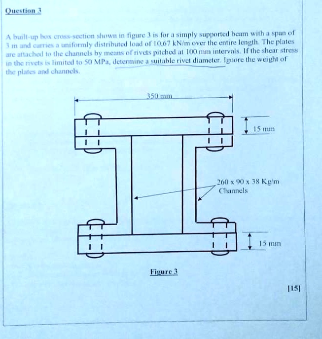 Question 3 A built-up box cross-section shown in figure 3 is for a ...