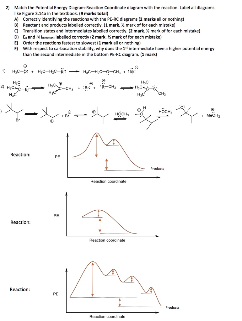 SOLVED: Match the Potential Energy Diagram-Reaction Coordinate diagram ...