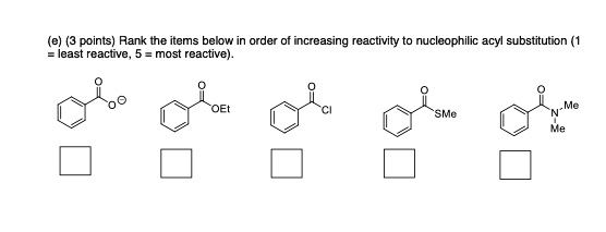 SOLVED: (0) (3 points) Rank the items bekw order Incrcasina eactivity ...