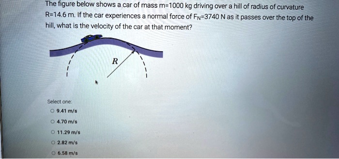 the figure below shows car of mass m 1000 kg driving over a hill of ...