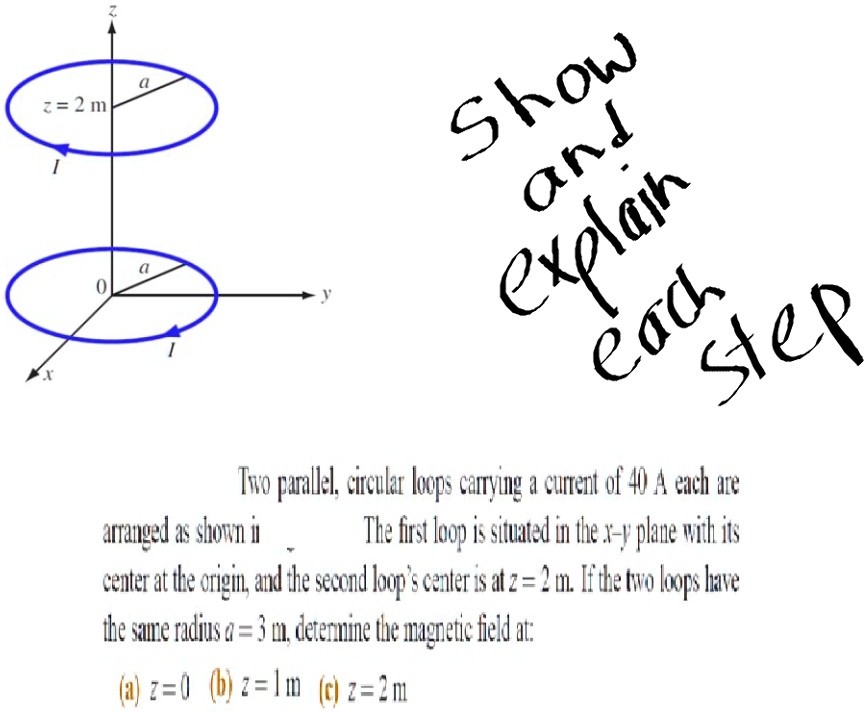 z2m s how ar x0aih ep iwo parallel circular loops carrying a current of 40 a each are arranged ...