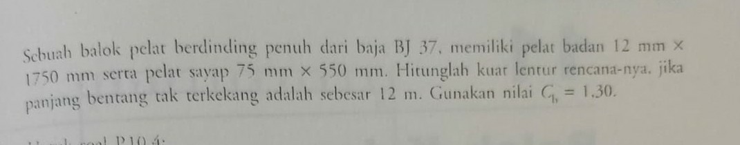 scbuah balok pelat berdinding penuh dari baja bj 37 memiliki pelat badan 12 mathrmmm times 1750 ...