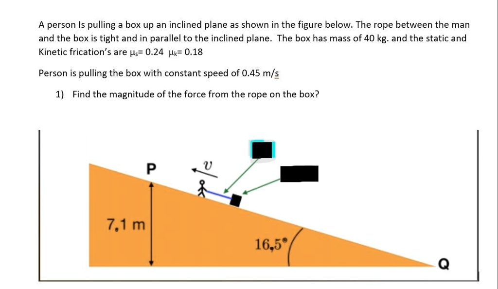 SOLVED: A person Is pulling a box up an inclined plane as shown in the ...