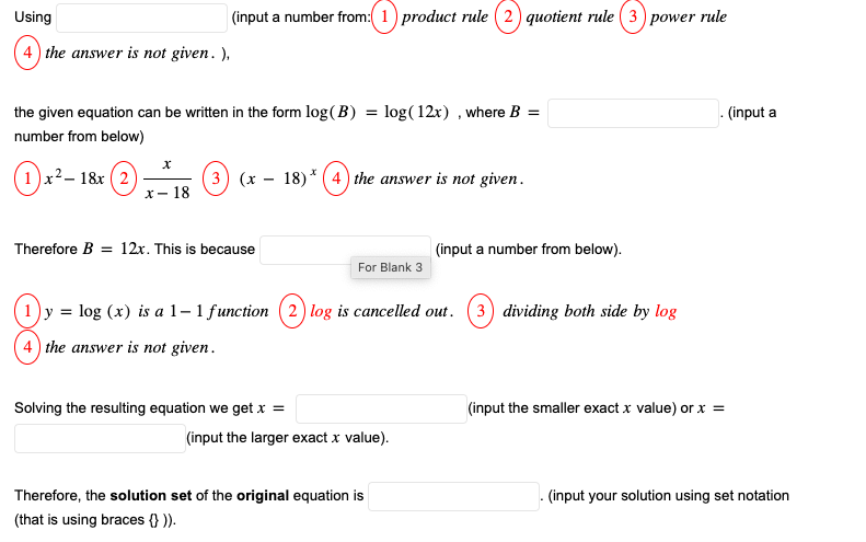 SOLVED: Using (input a number from: (1) product rule (2) quotient rule ...
