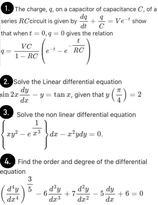 SOLVED:The charge, G, on a capacitor of capacitance C , of a series ...