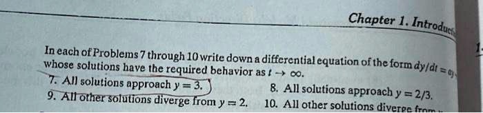 SOLVED: Chapter 1. Introduction In each of Problems 7 through 10, write down a differential ...