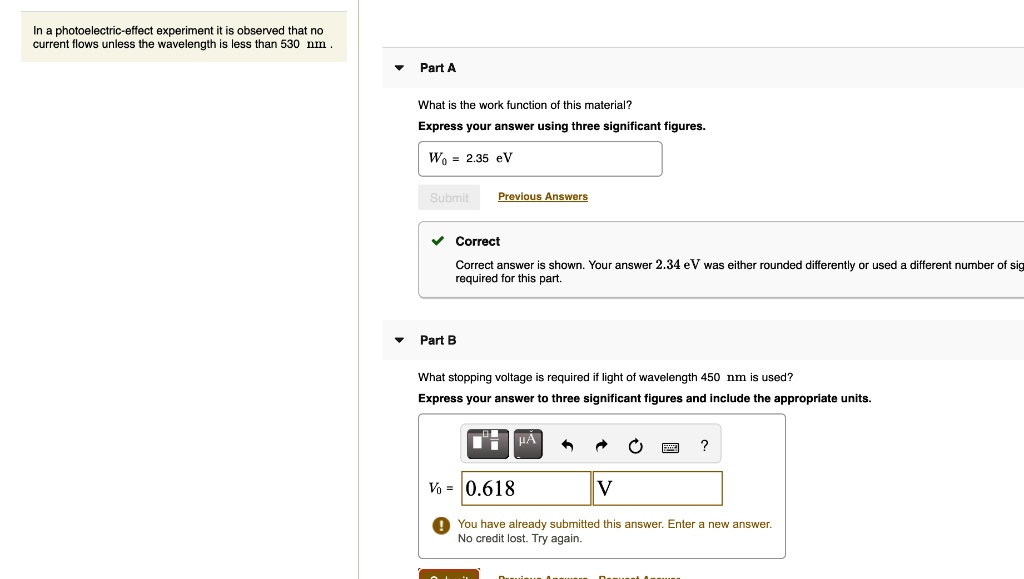 SOLVED: photoelectric-effect experiment observed that no current Ilows ...