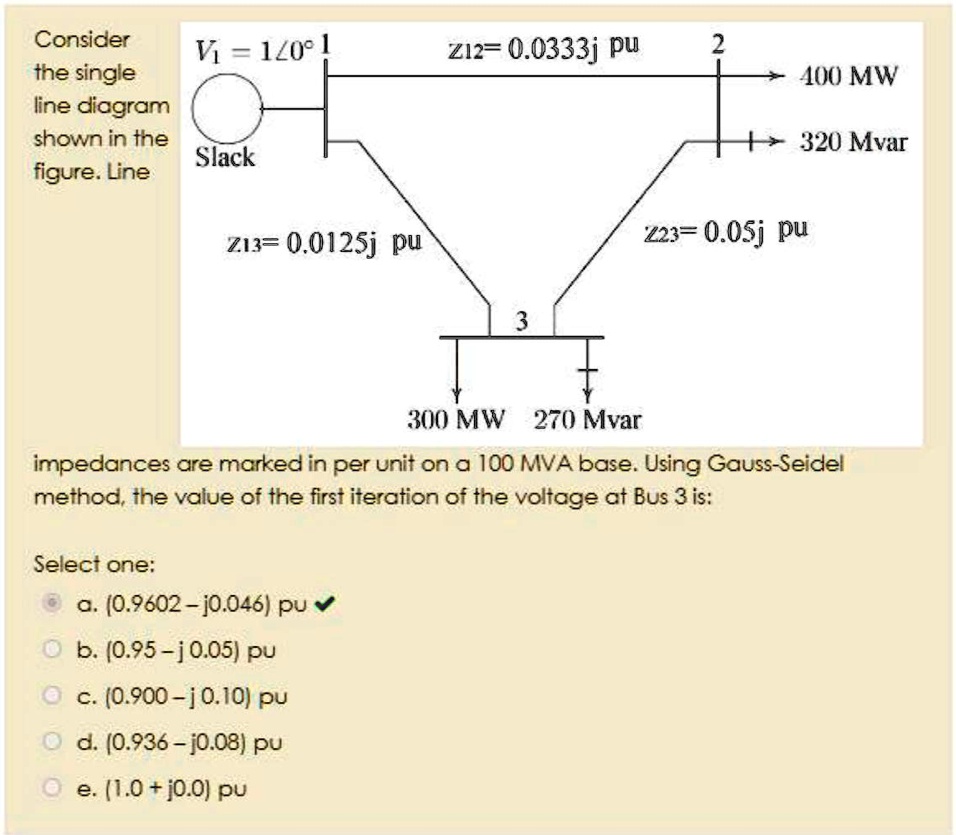 SOLVED: Consider the single line diagram shown in the figure. Line impedances are marked in per ...